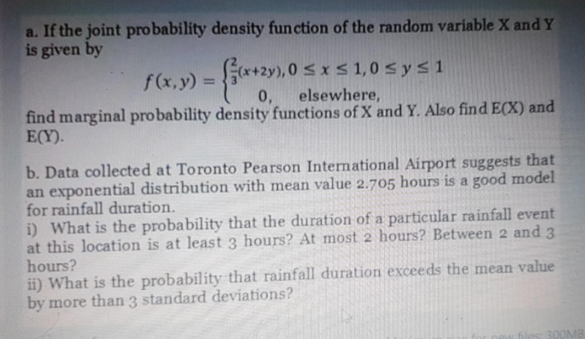 Solved a. If the joint probability density function of the | Chegg.com