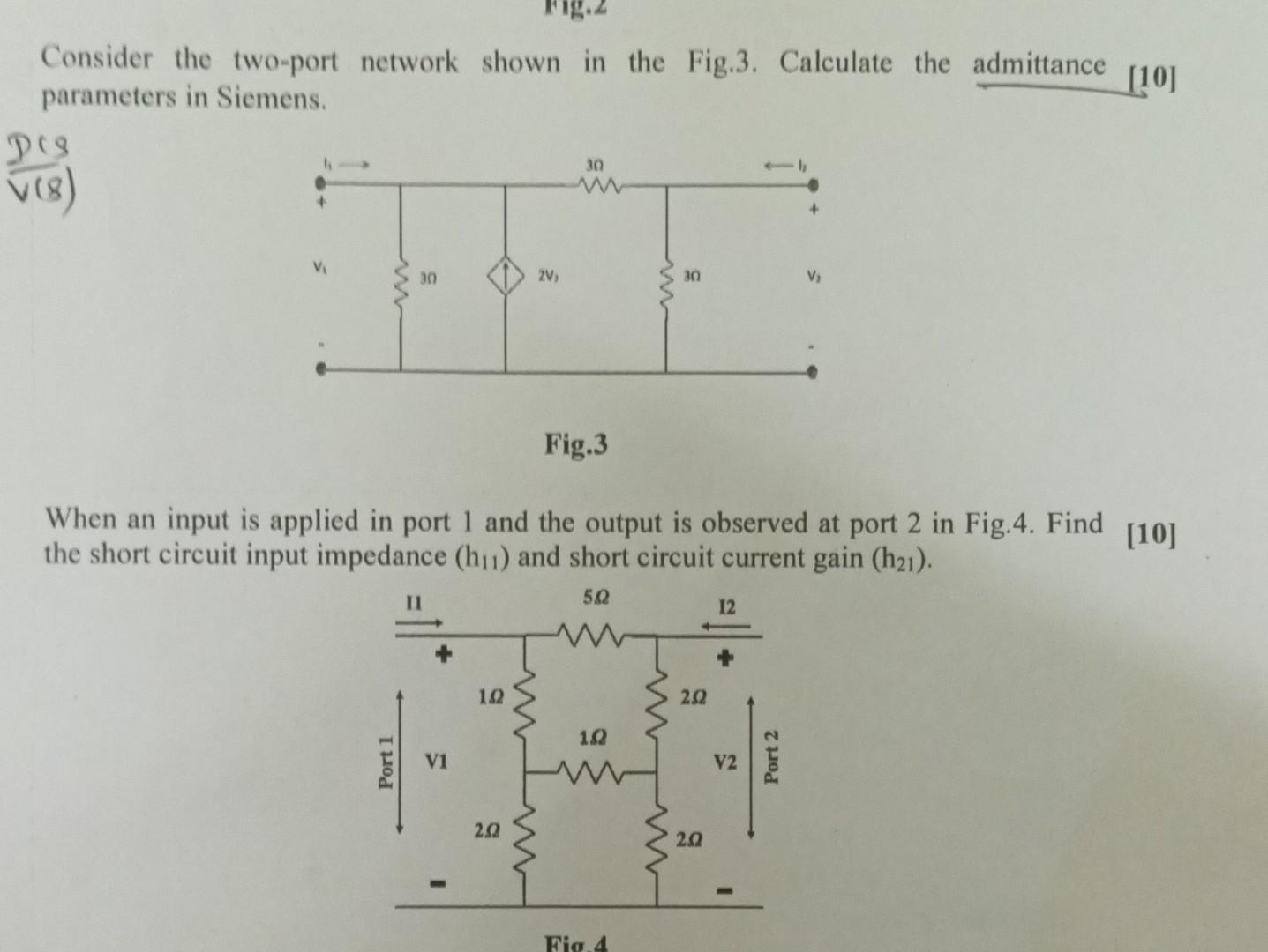 Solved Consider the two-port network shown in the Fig.3. | Chegg.com