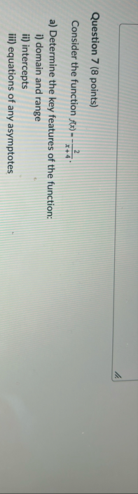 Solved Question 7 (8 ﻿points)Consider the function | Chegg.com