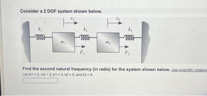 Solved Consider a 2 DOF system shown below. Find the second | Chegg.com