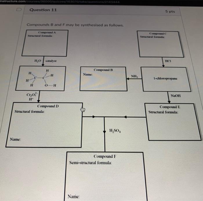 Solved instructure.comOOOOOO Question 11 5 pts Compounds B | Chegg.com