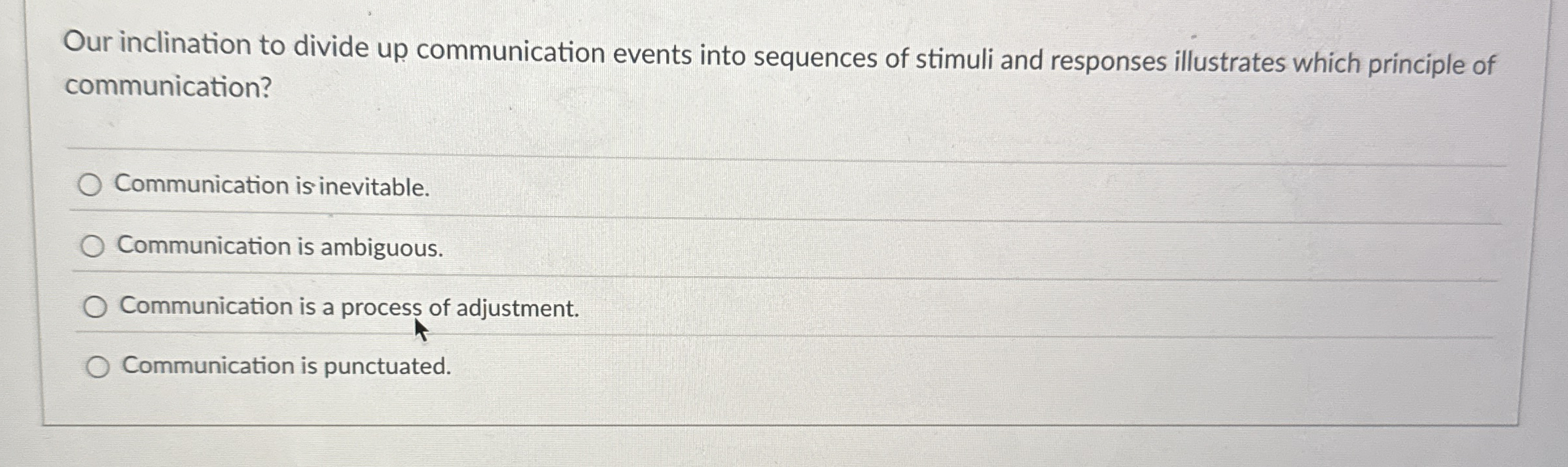 Solved Our inclination to divide up communication events | Chegg.com