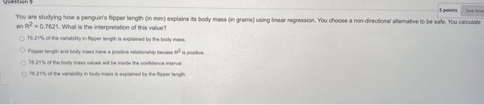 Solved You are studying how a penguin's flipper length (in | Chegg.com
