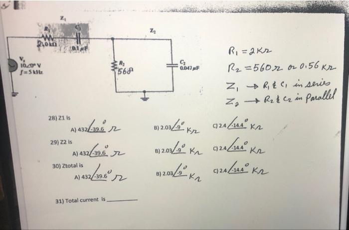 Solved 22 w 2010 014 Ri=2K2 R₂ = 560 r or 0.56 kr 10:20 V | Chegg.com