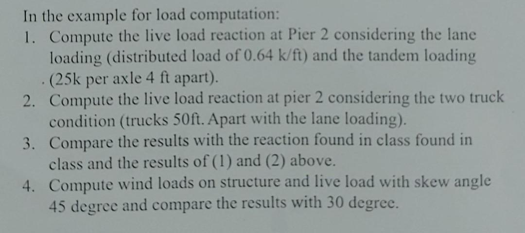 Solved In the example for load computation: 1. Compute the | Chegg.com