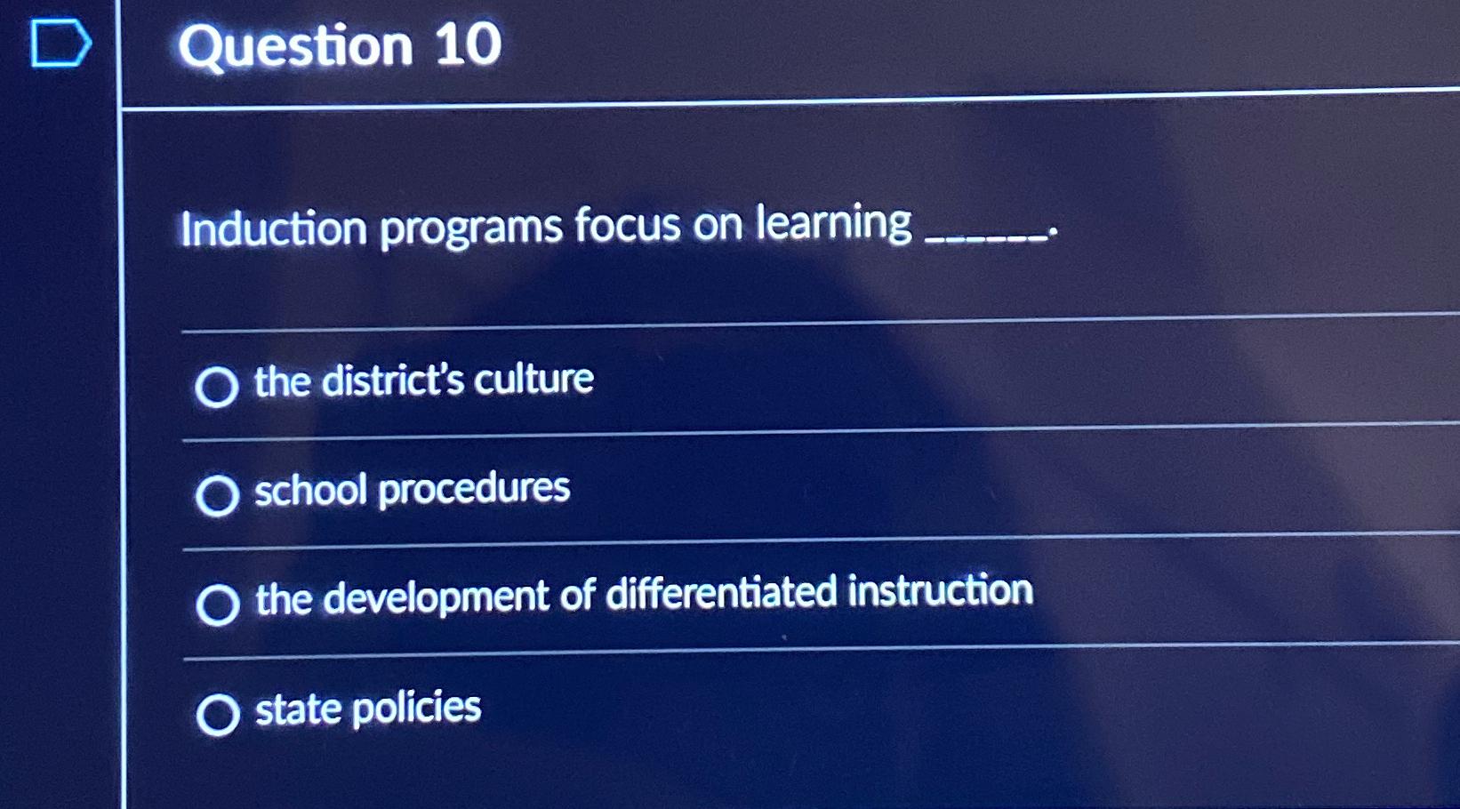 Solved Question 10Induction programs focus on learningthe | Chegg.com