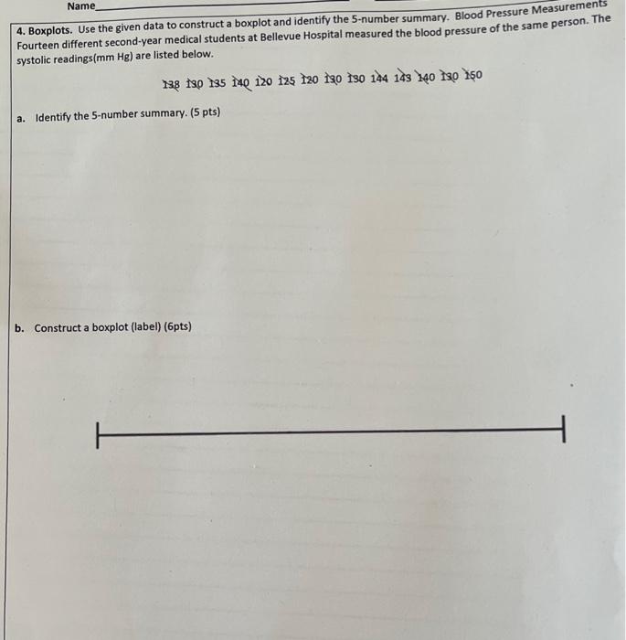 Solved 4. Boxplots. Use the given data to construct a | Chegg.com