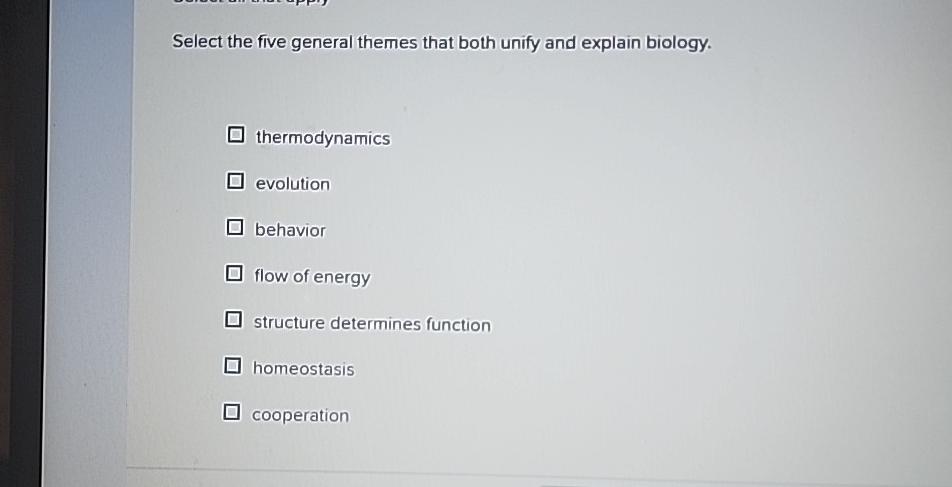 Solved Select the five general themes that both unify and | Chegg.com