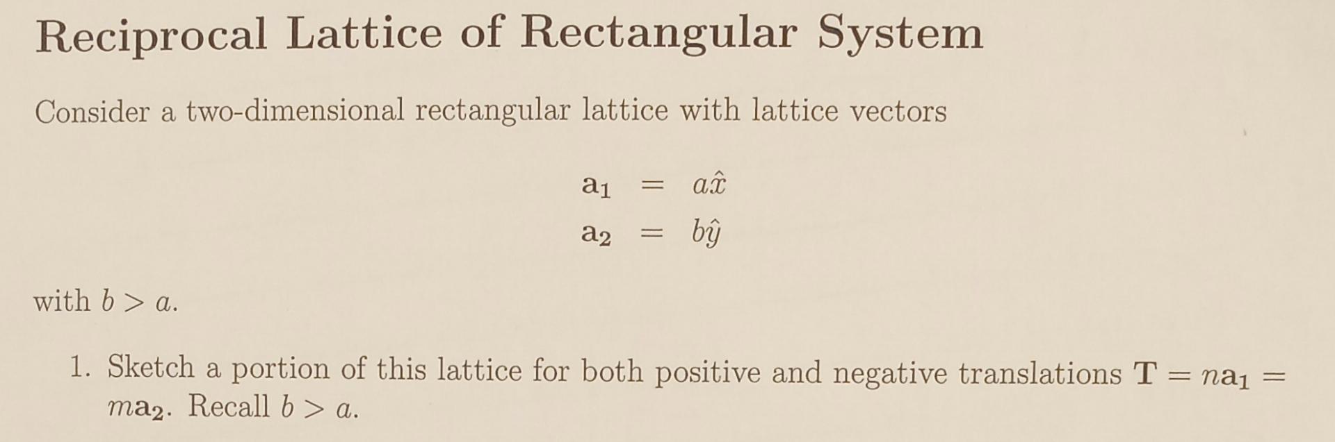 Solved How would I answer problem 1?Reciprocal Lattice of | Chegg.com