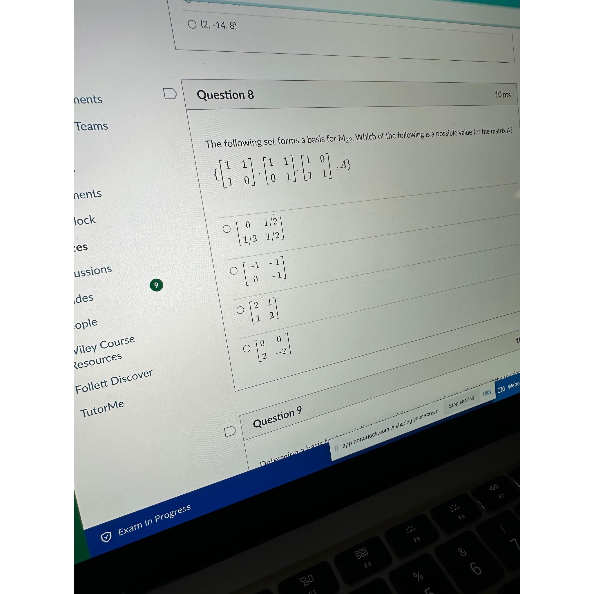 Solved )The following set forms a basis for M22. ﻿Which of | Chegg.com