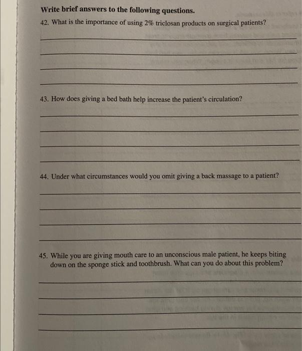 Solved Write brief answers to the following questions. 42. | Chegg.com