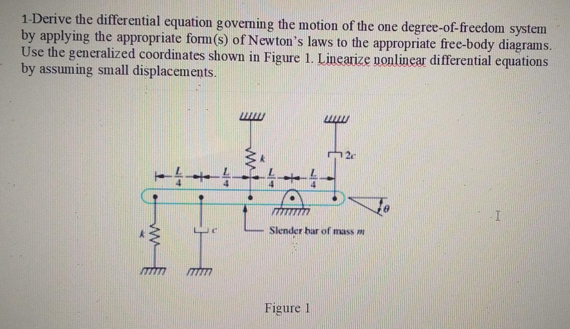 Solved 1-Derive the differential equation governing the | Chegg.com