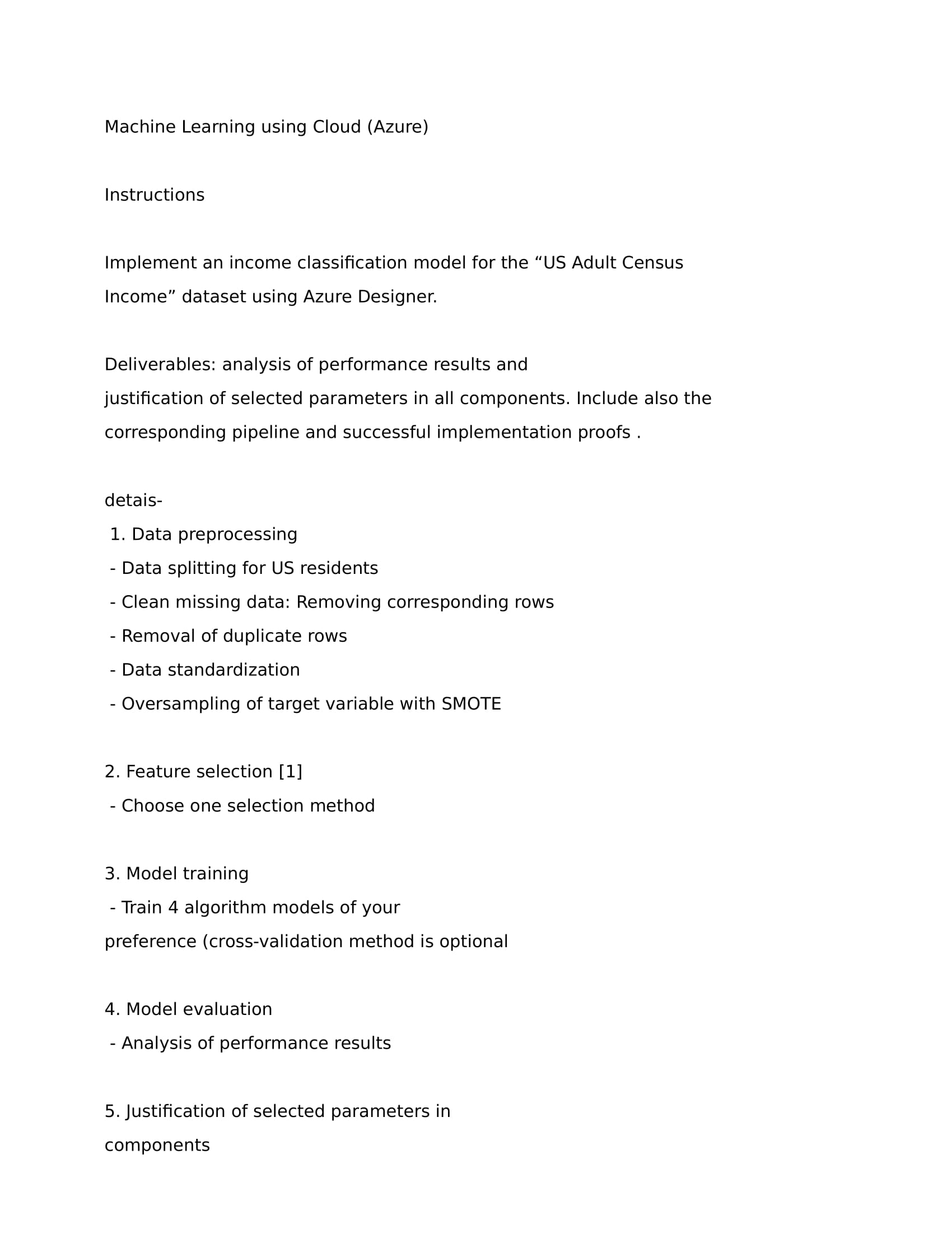 Solved Machine Learning using Cloud | Chegg.com