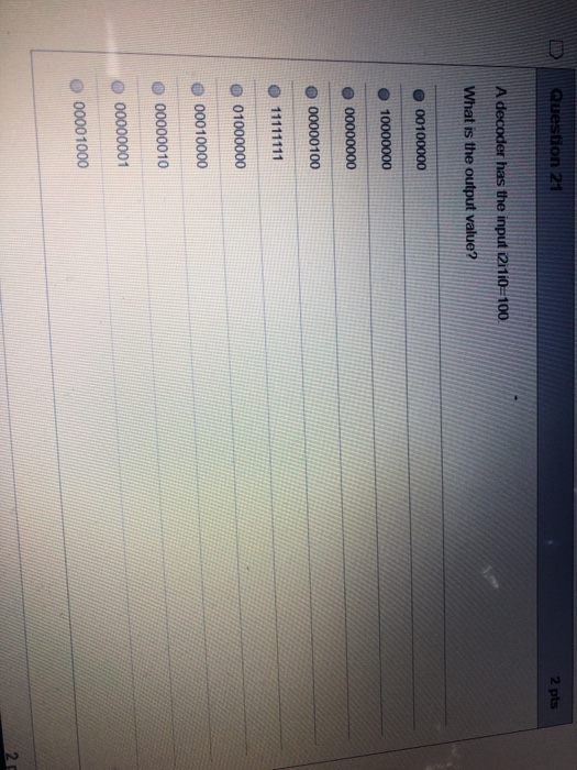 Solved Question 18 2 pts A 8x1 multiplexer has the following | Chegg.com