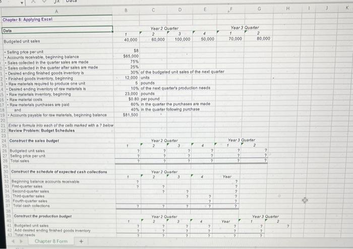 Solved Required information Chapter 8: Applying Excel: Excel | Chegg.com
