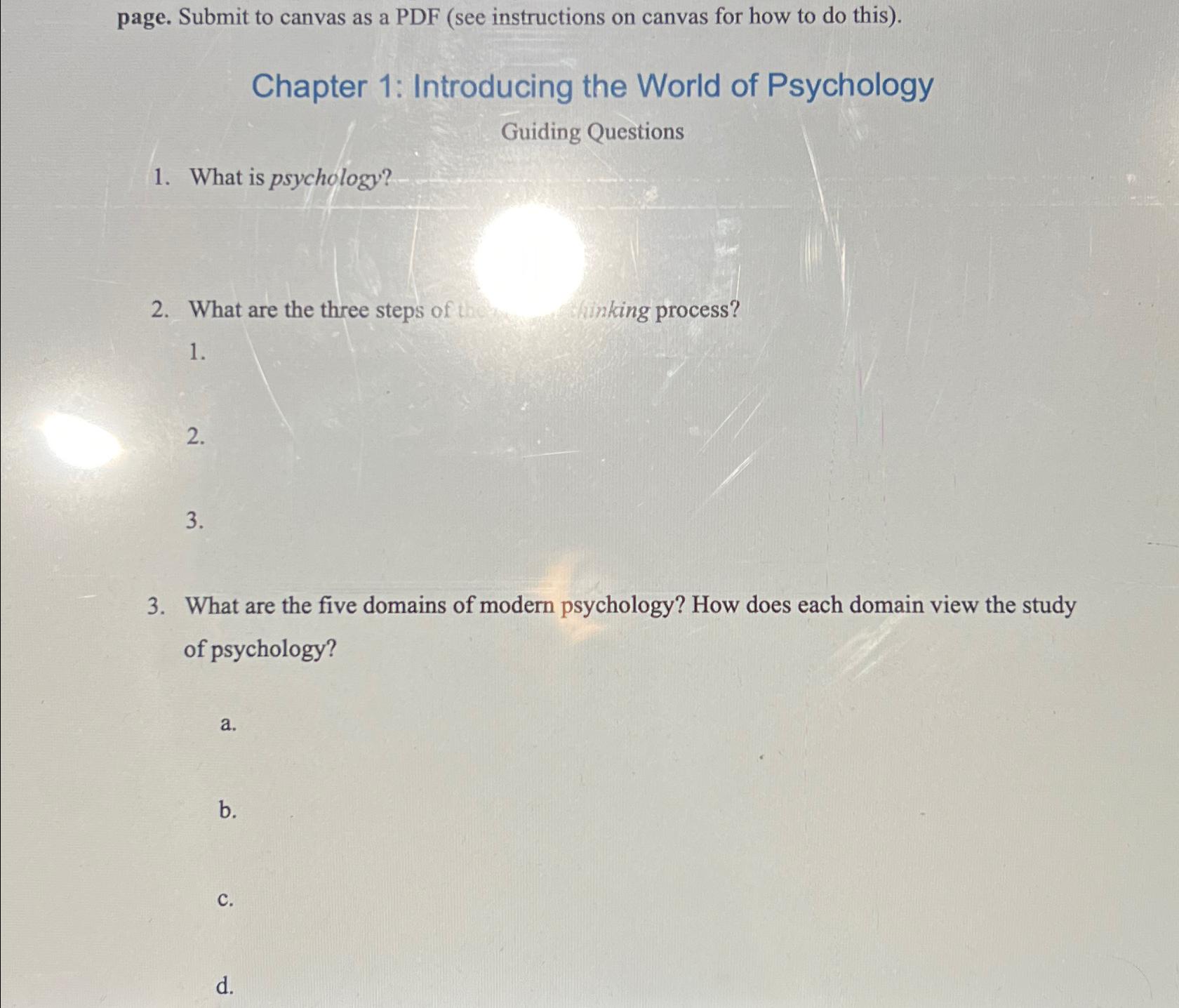 Solved Chapter 1: Introducing the World of PsychologyGuiding | Chegg.com