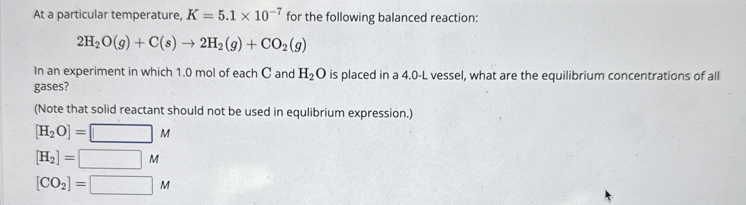 Solved At a particular temperature, K=5.1×10-7 ﻿for the | Chegg.com