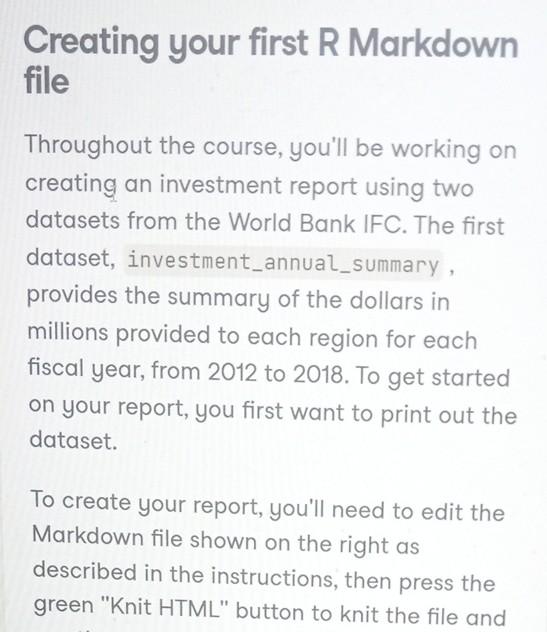 Creating your first R Markdown file Throughout the | Chegg.com