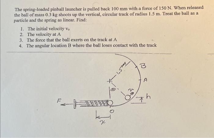 Solved The spring-loaded pinball launcher is pulled back 100 | Chegg.com