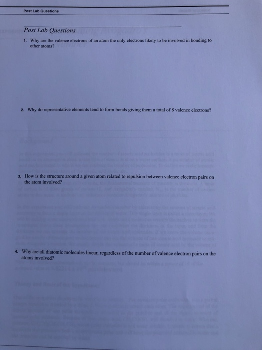 Solved Post Lab Questions Post Lab Questions 1. Why are the | Chegg.com