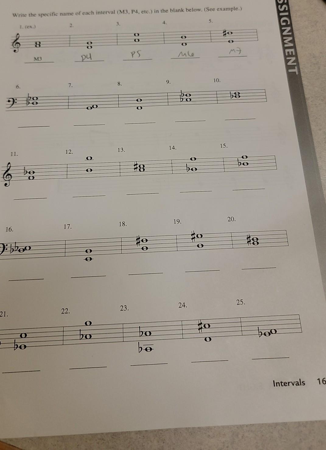 Write the specific name of each interval (M3, P4, | Chegg.com