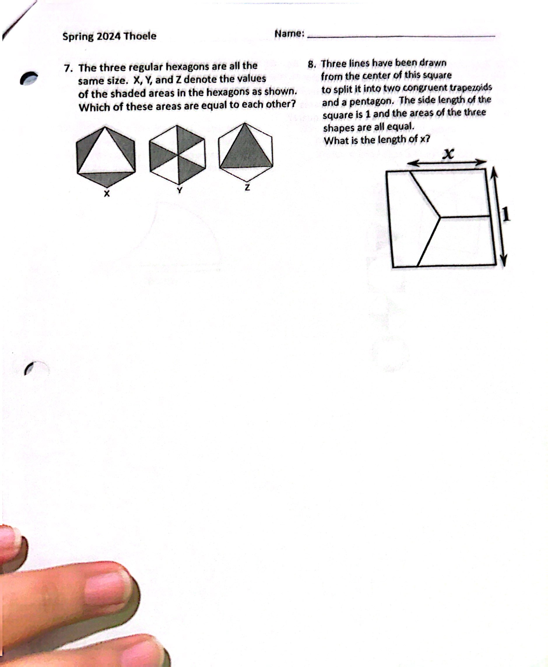 Solved The three regular hexagons are all theThree lines | Chegg.com