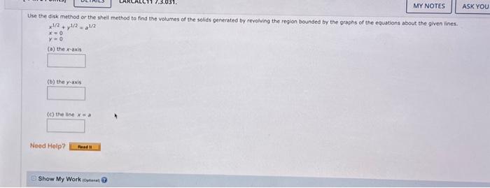 Solved Use the disk method or the shell method to find the | Chegg.com