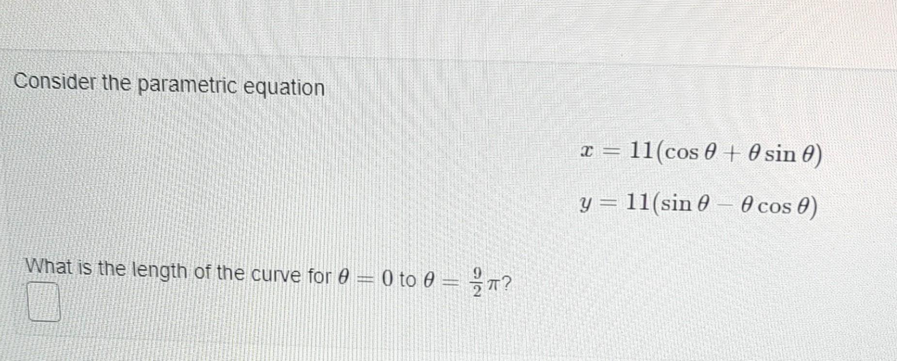 Solved Consider the parametric equation | Chegg.com