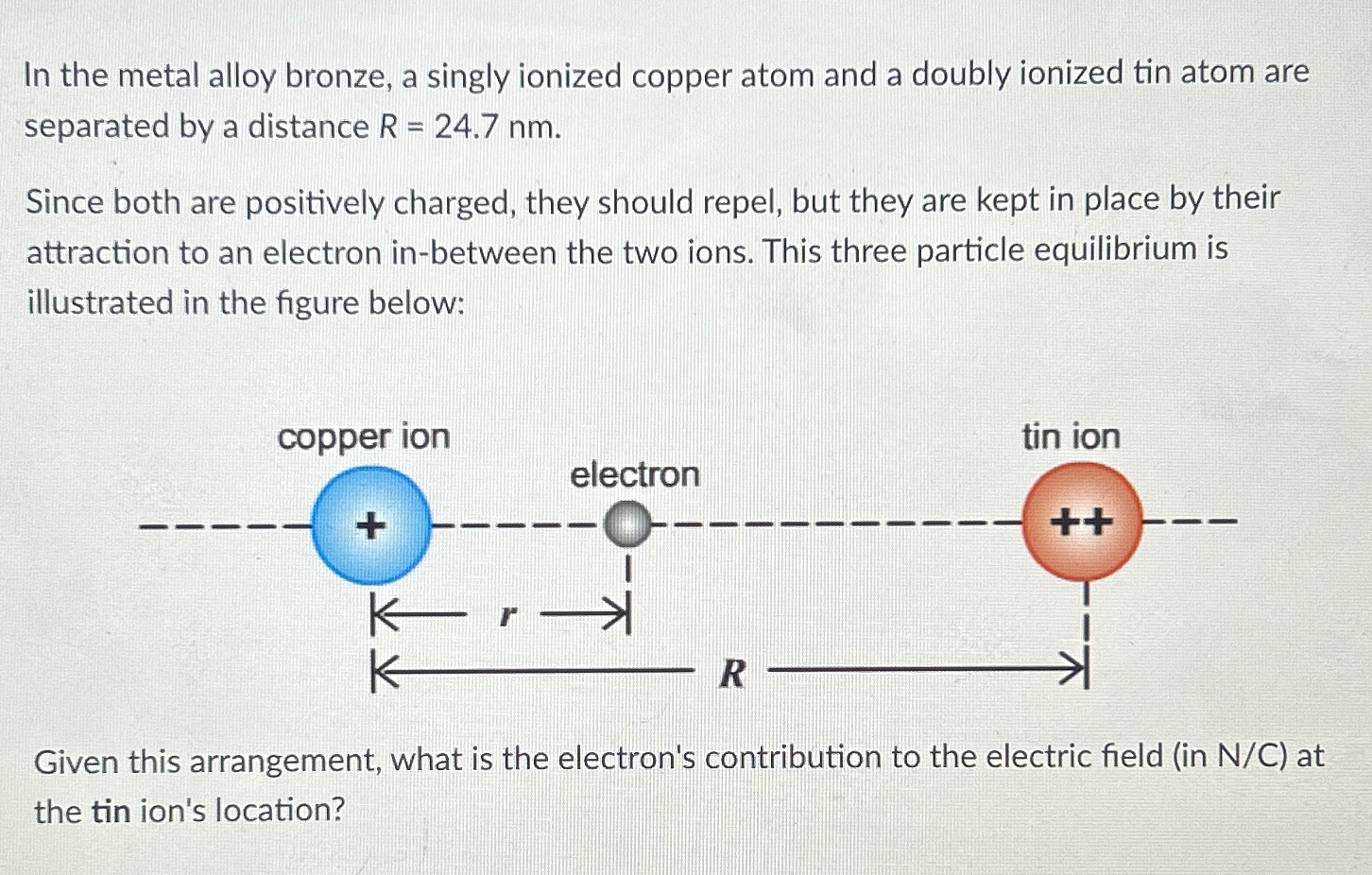 Solved In the metal alloy bronze, a singly ionized copper | Chegg.com