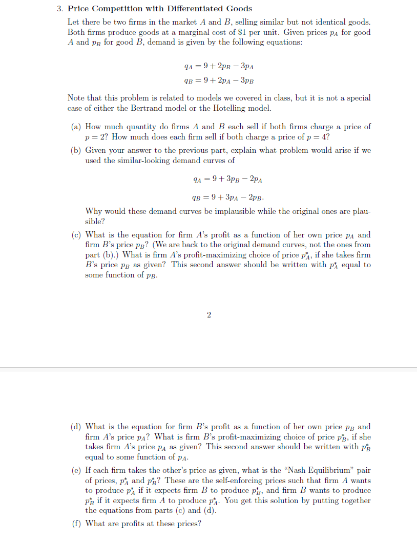 Solved by an EXPERT Price Competition with Differentiated GoodsLet there | Chegg.com