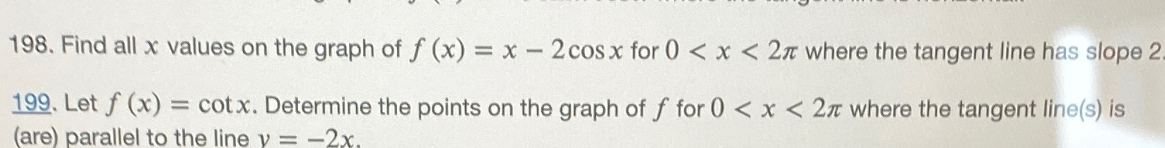 Solved Find all x ﻿values on the graph of f(x)=x-2cosx ﻿for | Chegg.com