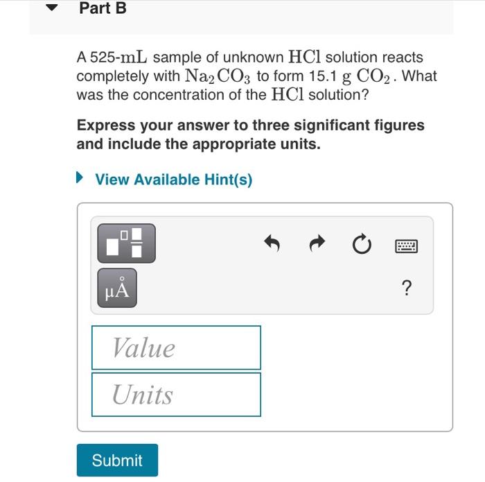Solved Part A What volume of 1.75 M HCl in liters is needed | Chegg.com