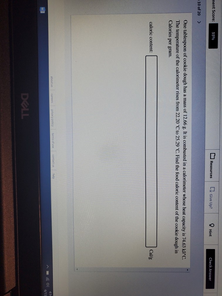 Solved ment Score: 55% Resources Ex Give Up? Hint Check | Chegg.com