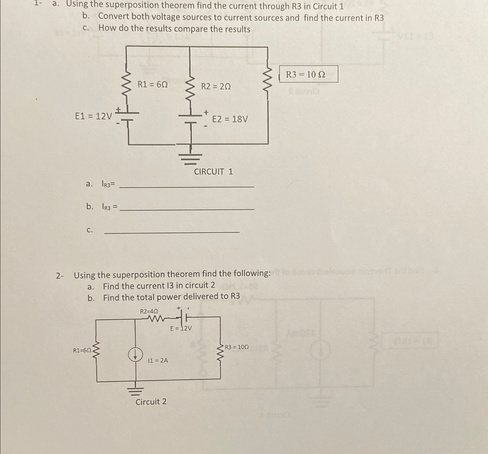 Solved A ﻿using The Superposition Theorem Find The Current