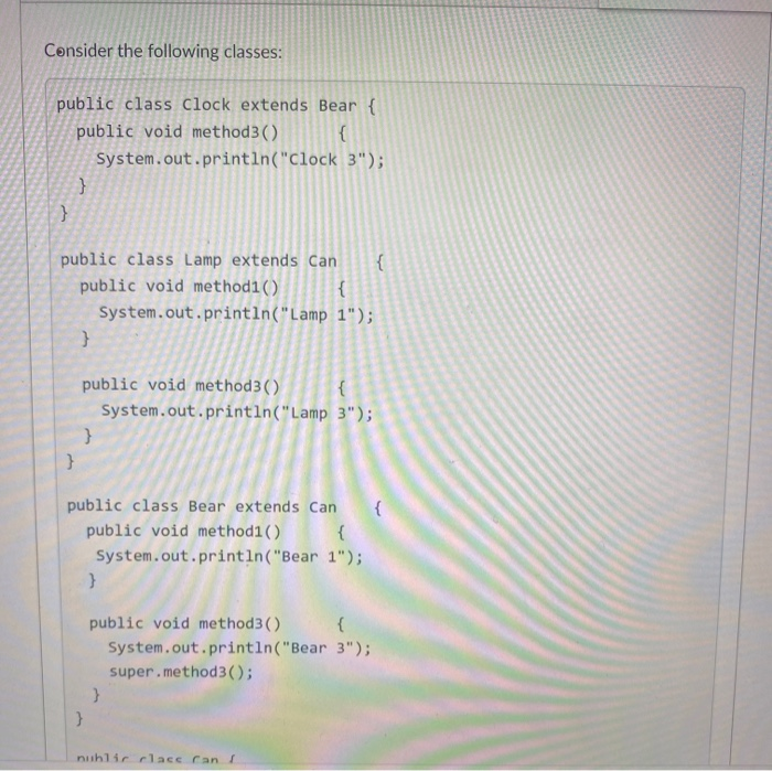 Solved Consider the following classes: public class Clock | Chegg.com