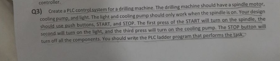 Solved Q3) ﻿Create a PLC control system for a drilling | Chegg.com