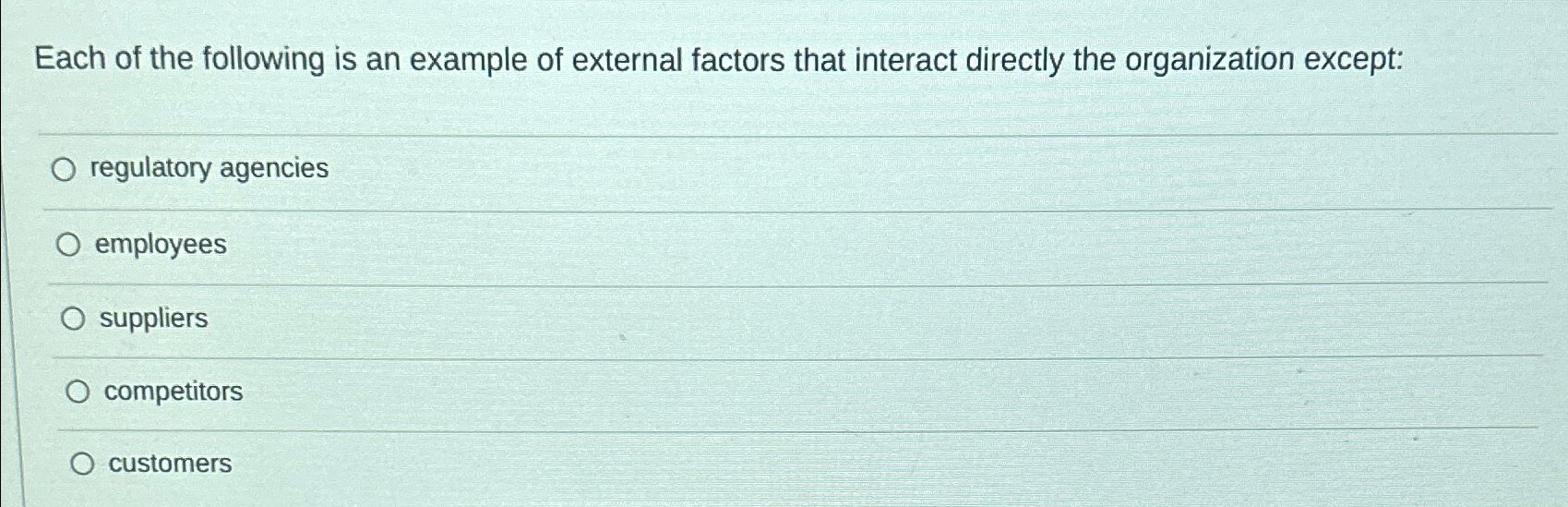Solved Each of the following is an example of external | Chegg.com