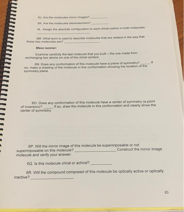 Solved 3F. Are these models chiral? The models you have just | Chegg.com
