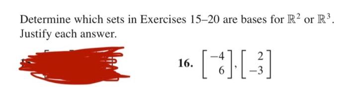 Solved Determine which sets in Exercises 15-20 are bases for | Chegg.com
