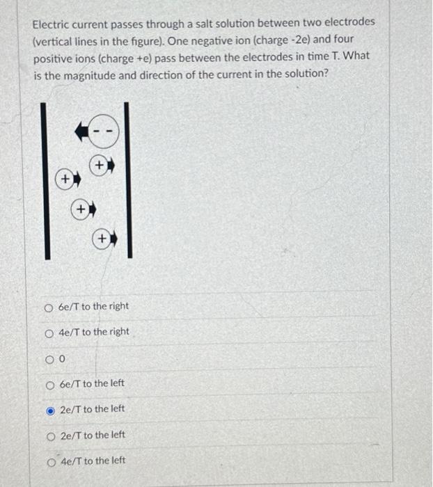 Solved Electric current passes through a salt solution | Chegg.com