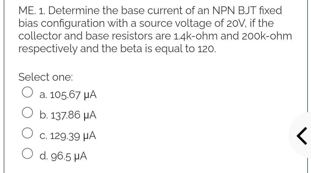 Solved ME. 2.What is the collector current of an NPN BJT | Chegg.com