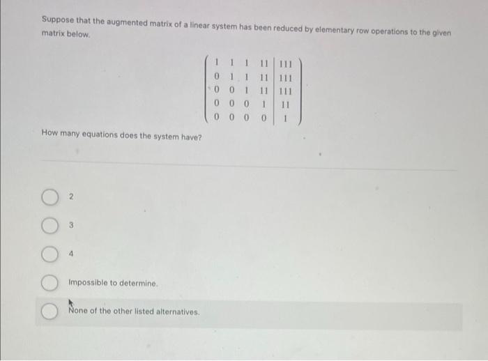 Solved Suppose that the augmented matrix of a linear system | Chegg.com