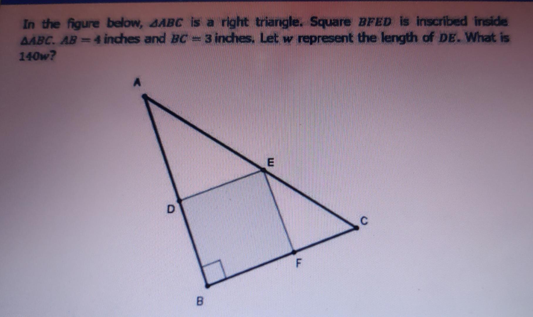 Solved In the figure below, SABC is a right triangle. Square | Chegg.com