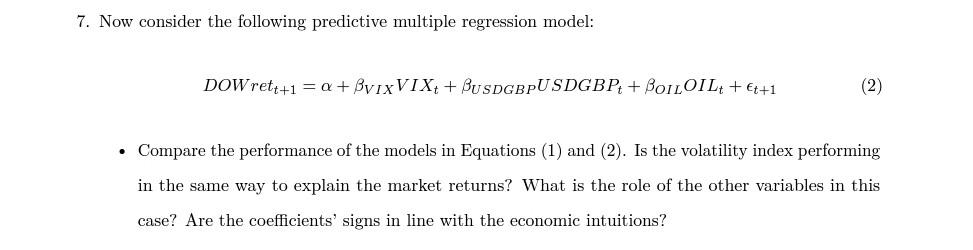 7. Now consider the following predictive multiple | Chegg.com