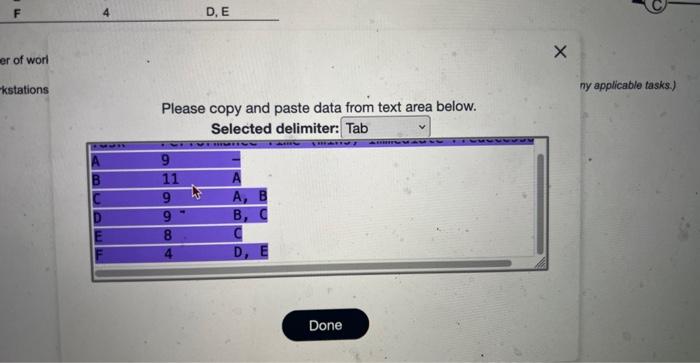 Solved list the Tasks with the corresponding workstations . | Chegg.com