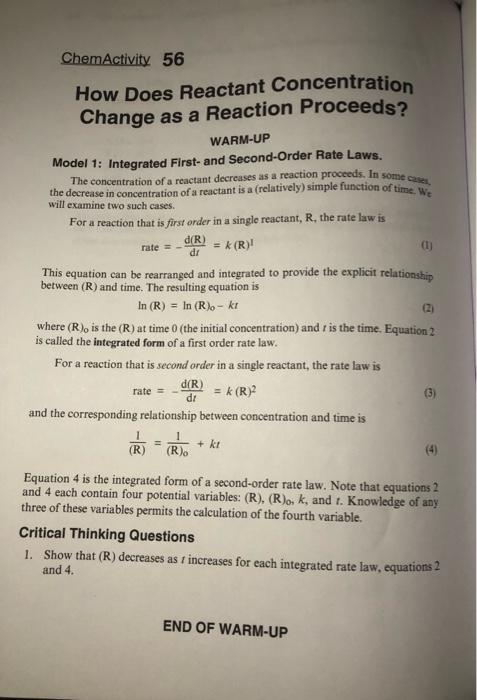 Solved ChemActivity 56 How Does Reactant Concentration | Chegg.com