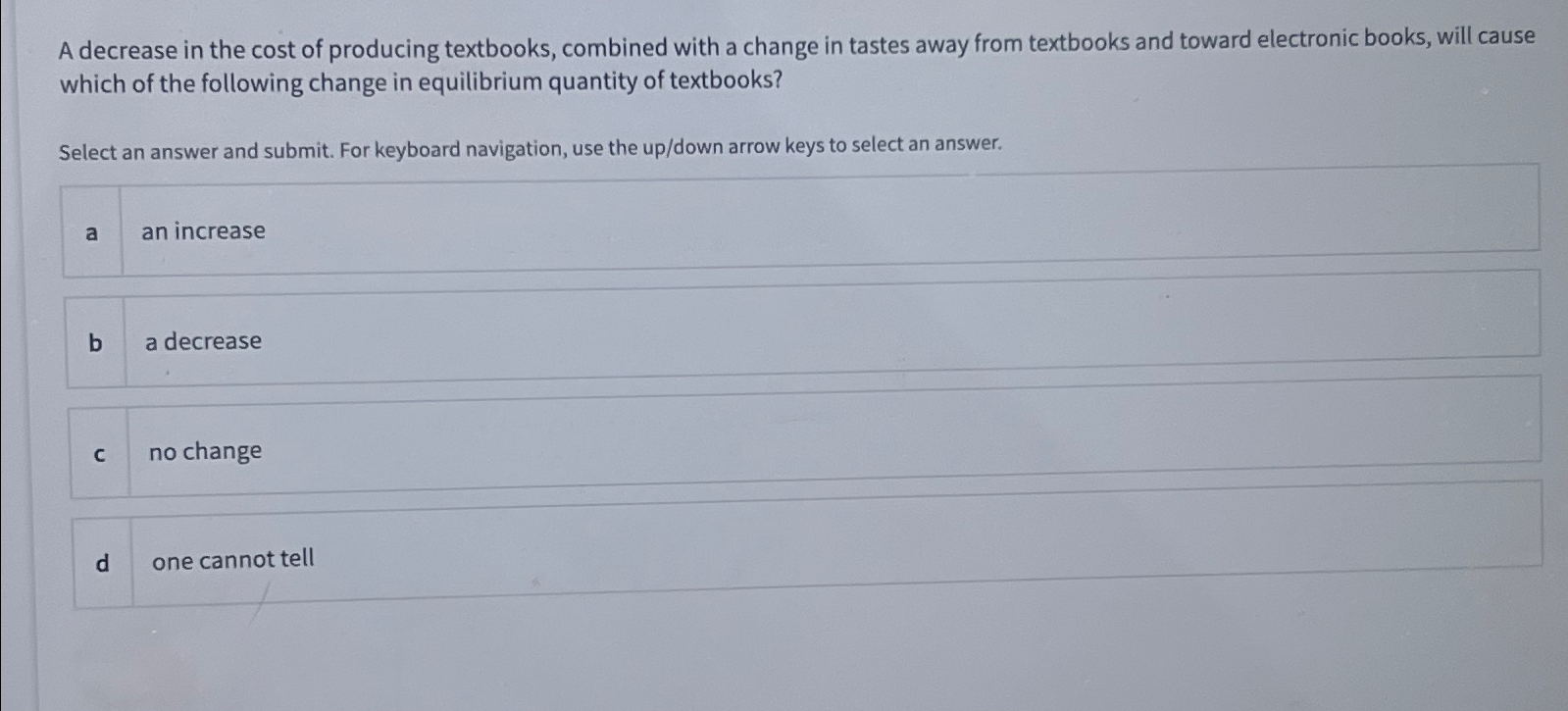 Solved A decrease in the cost of producing textbooks, | Chegg.com