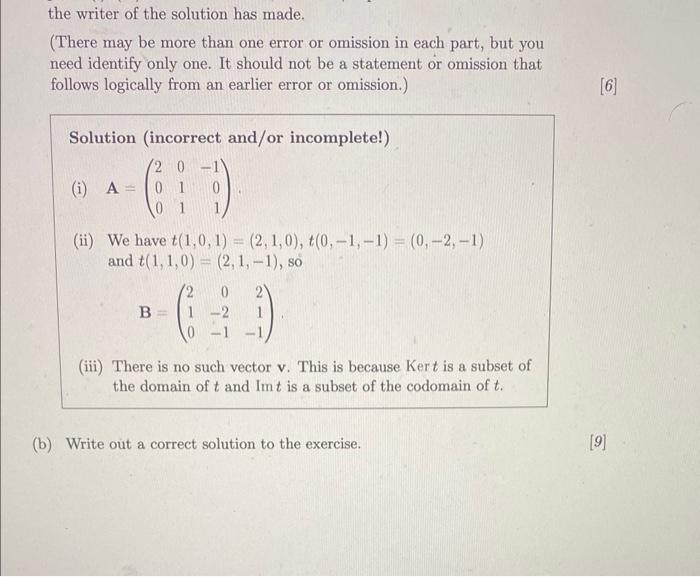 Solved Exercise Consider the linear transformation | Chegg.com