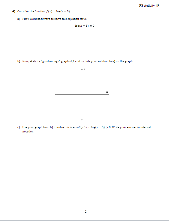 Solved Consider the function f(x)=log(x-5).a) ﻿First, work | Chegg.com
