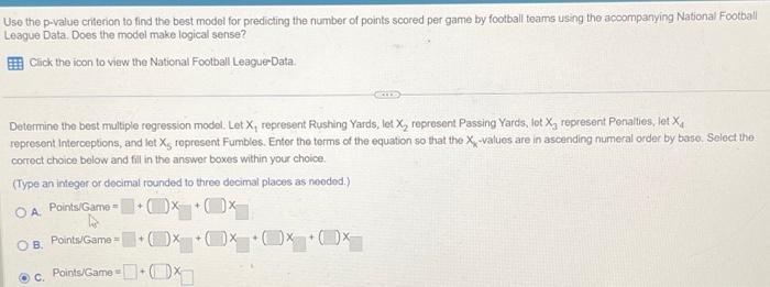 Solved Use the p-value criterion to find the best modol for | Chegg.com